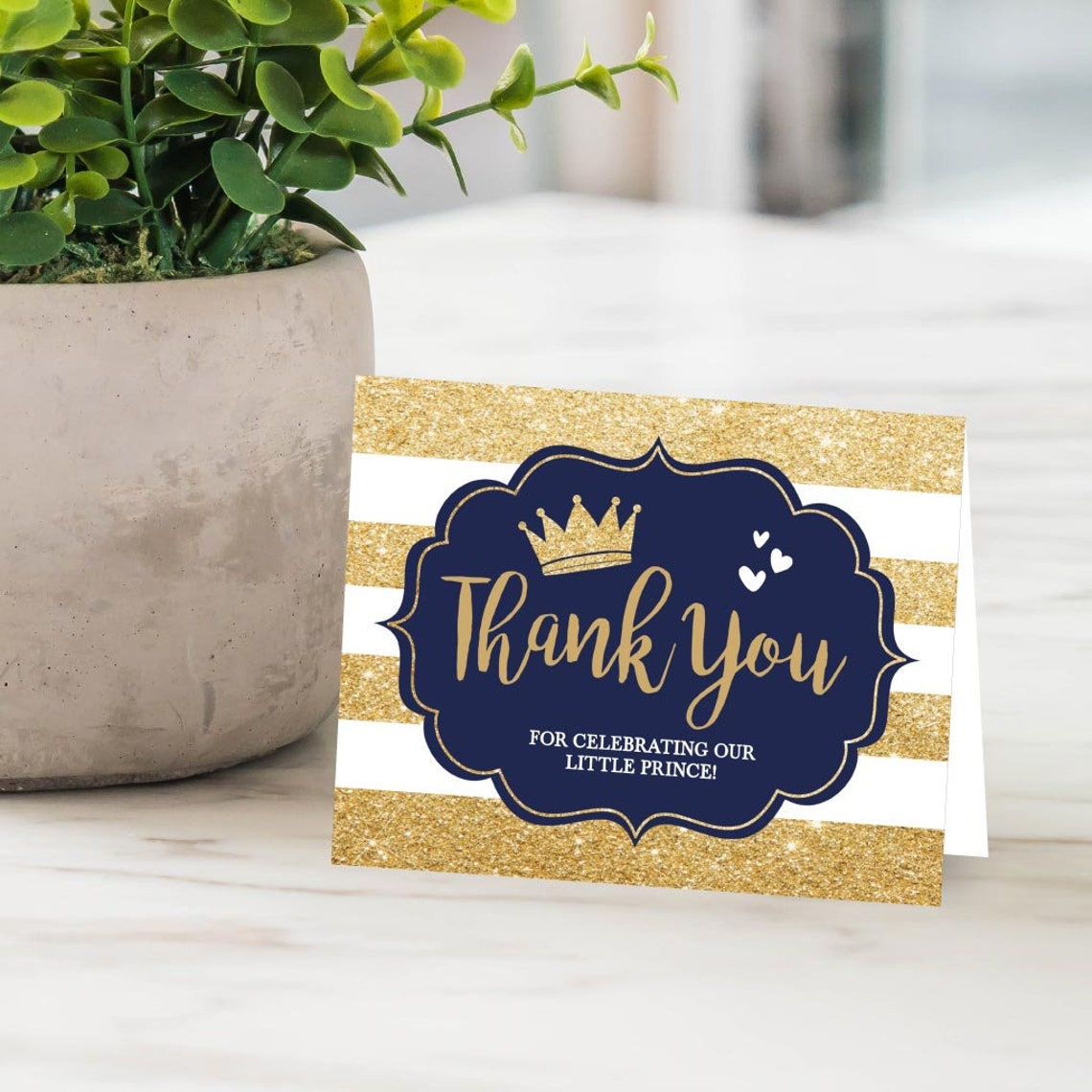 Prince Baby Shower Thank You Card Template -DIY Thank You Card Template ...