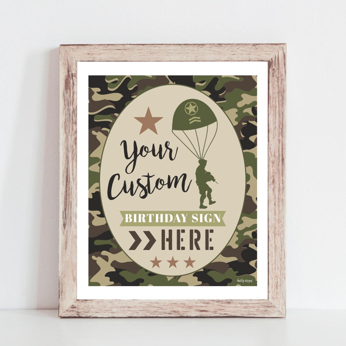 Camo Army Kids Party Custom Sign Template Design Your Own - Etsy