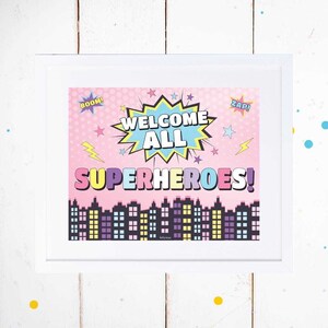 Superhero Kids Party Welcome Sign Template - Birthday Welcome Sign ...