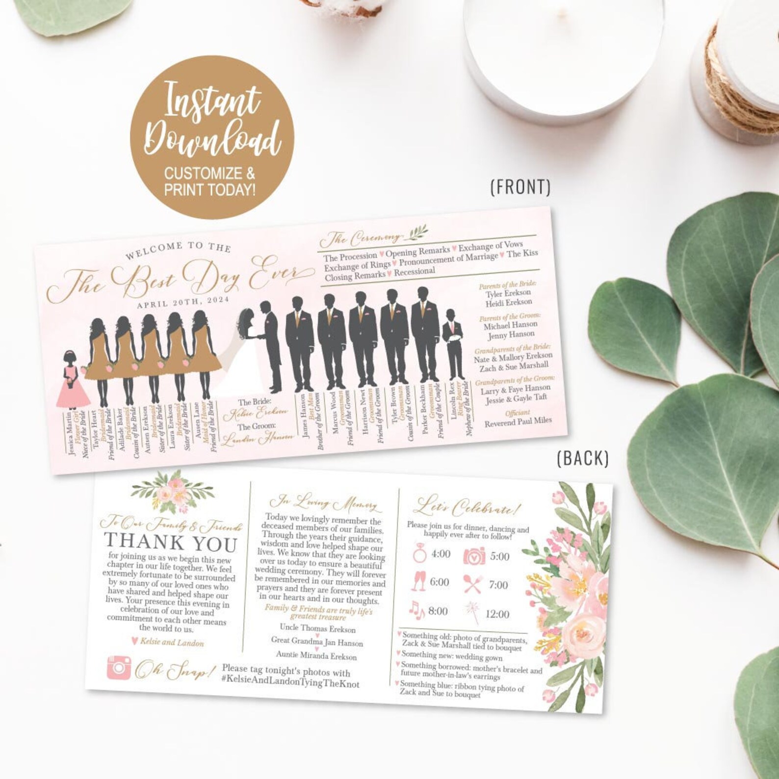 Printable Wedding Programs Download Wedding Program Layout - Etsy