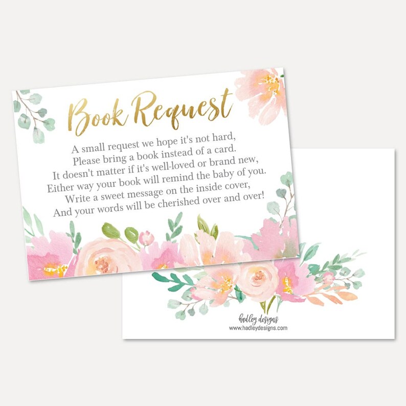 Pink Pastel Floral Baby Shower Book Request Template Baby - Etsy
