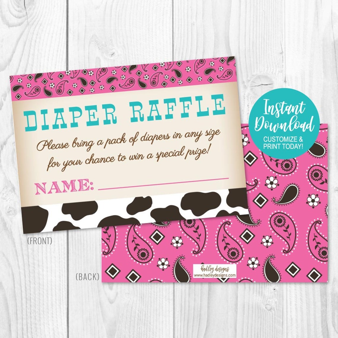 Editable Diaper Raffle Cards Diaper Raffle Download Diaper - Etsy