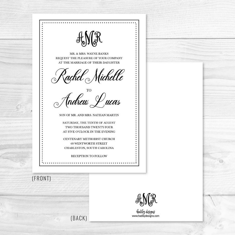 Elegant Monogram Wedding Invitation Template Bohemian - Etsy Elegant Monogram Wedding Invitation Template Bohemian - Etsy