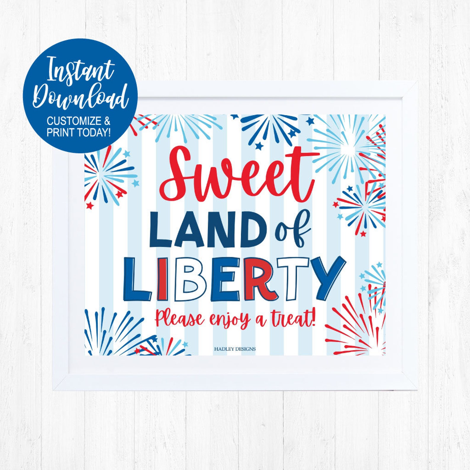 Printable Patriotic Party Decor Signs, Editable Memorial Day Cookout ...