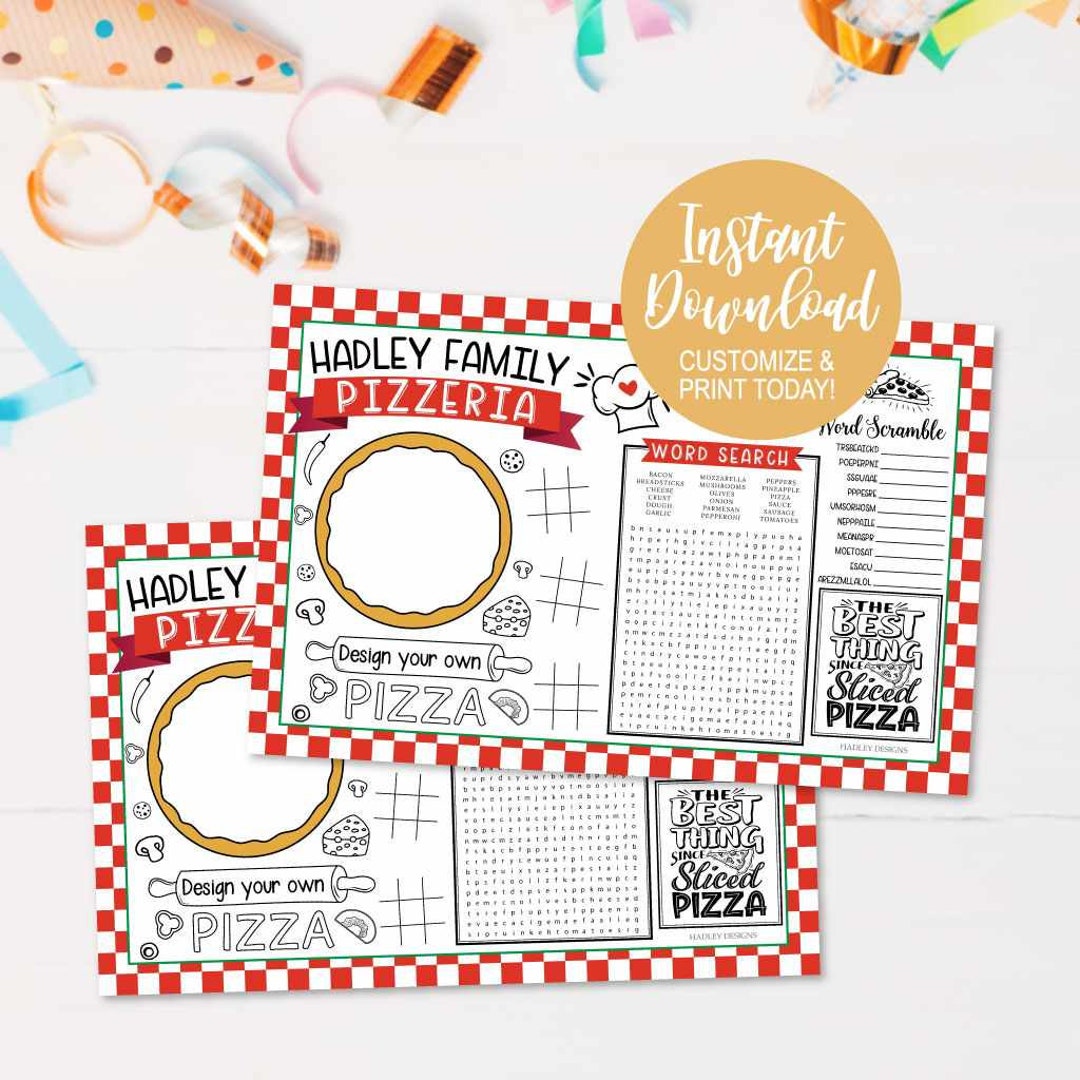 Pizza Table Place Mats, Pizza Party Table Placemats, Placemat for Kids ...