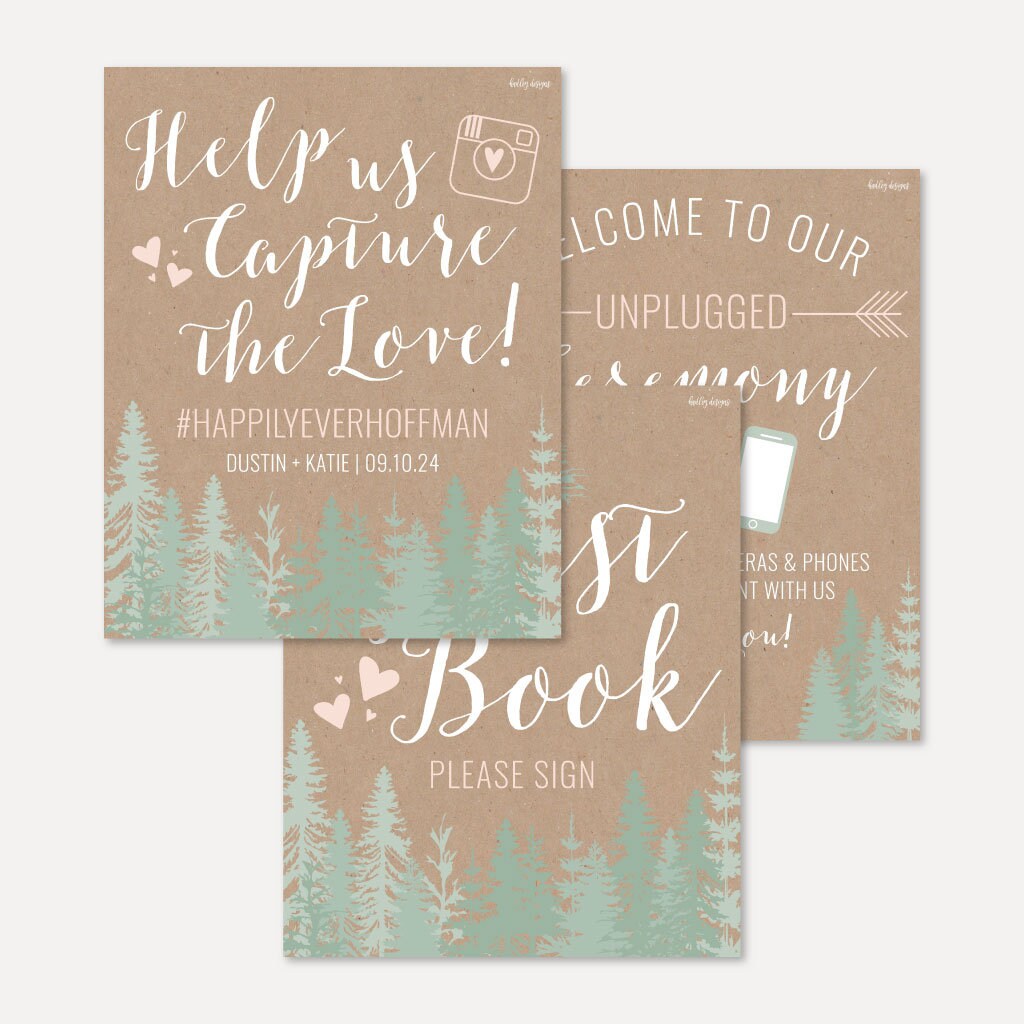 Wedding Signs Printable Bundle, Printable Wedding Sign Templates, Cheap ...