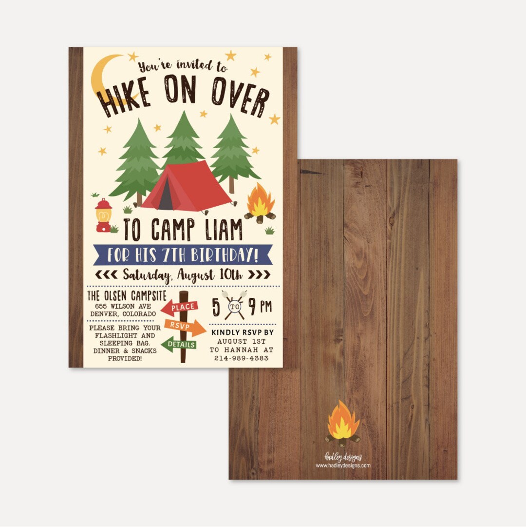 Camping Kids Party Invitation Template - Kids Birthday Invites, Invites ...