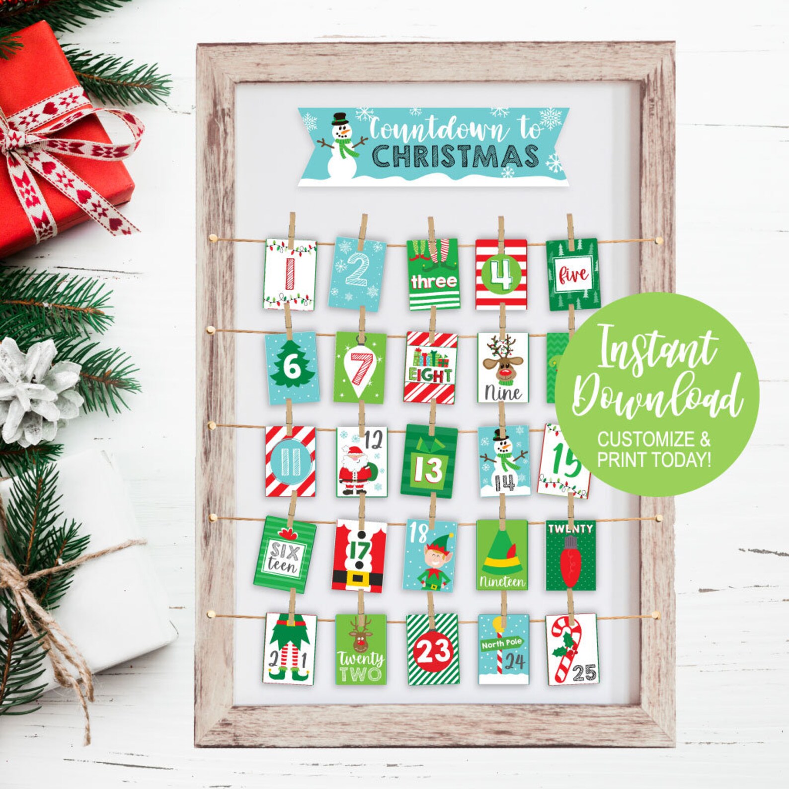 25 Days of Christmas Countdown, Christmas Bucket List Printable ...