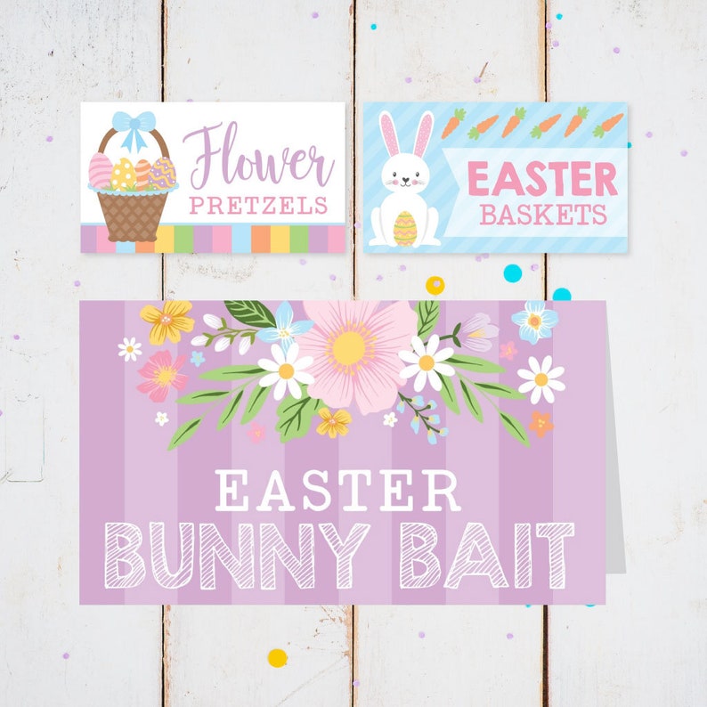 Easter Food Tent Cards Template Easter Label Easter Flags | Etsy