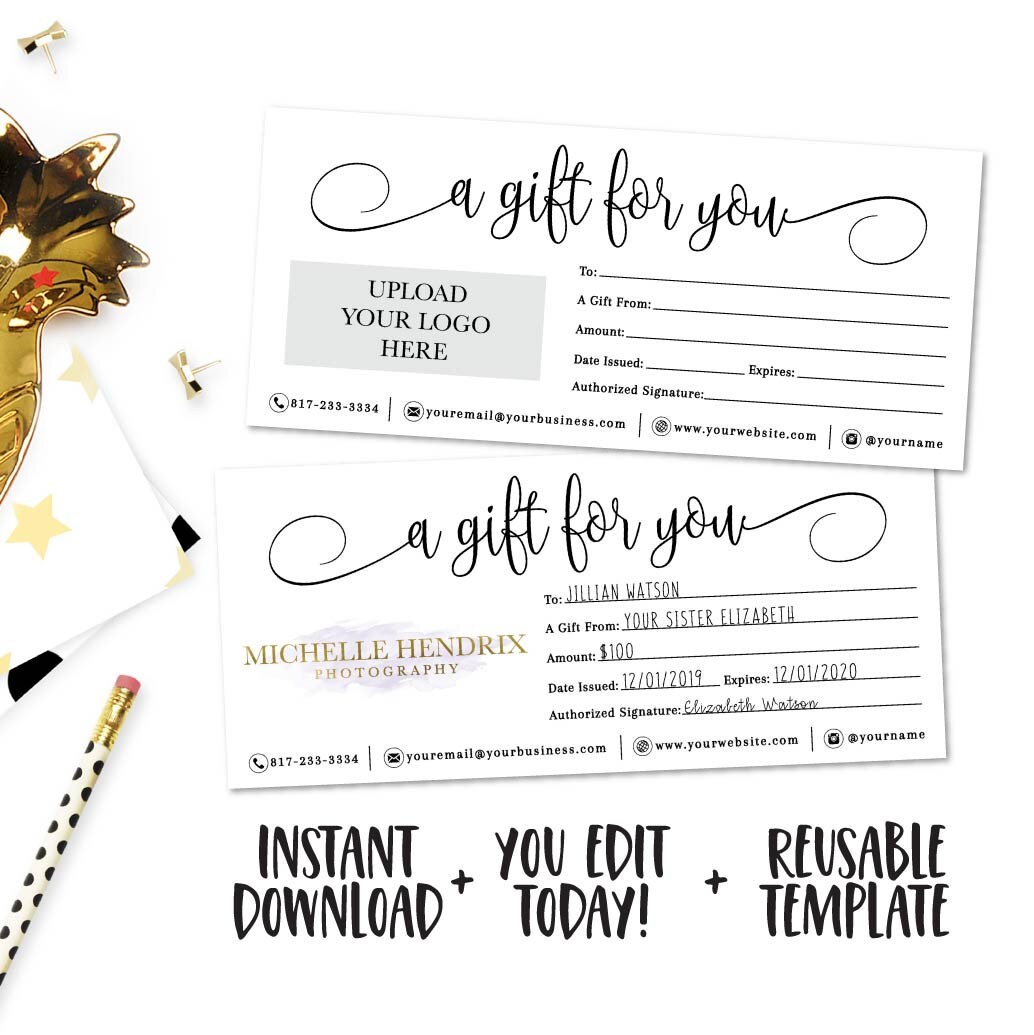 Editable Custom Gift Certificate A Gift For You Template | Etsy