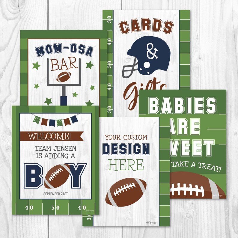 Football Baby Shower Signs Set Templates Baby Shower Sign - Etsy