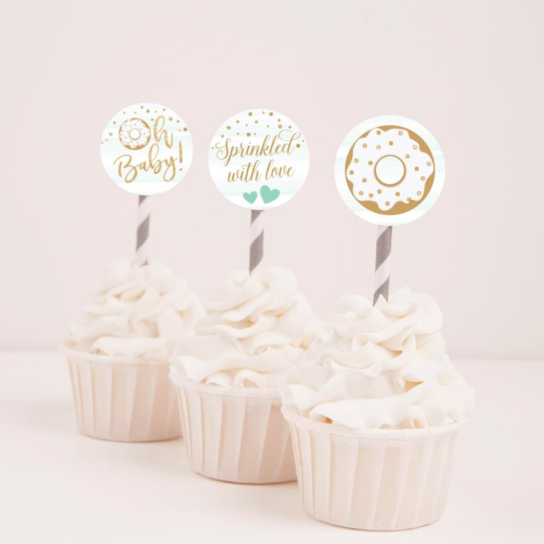 Blue Donut Baby Shower Cupcake Toppers Template - Baby Shower Cupcake ...