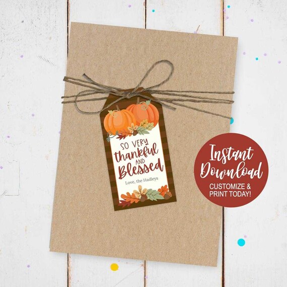 Thanksgiving Tags Fall Tags Printable Pumpkin Tags Template | Etsy