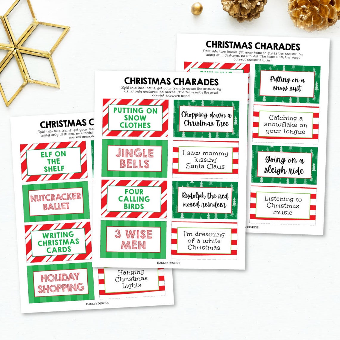 Christmas Party Charades Game Template Christmas Charades | Etsy