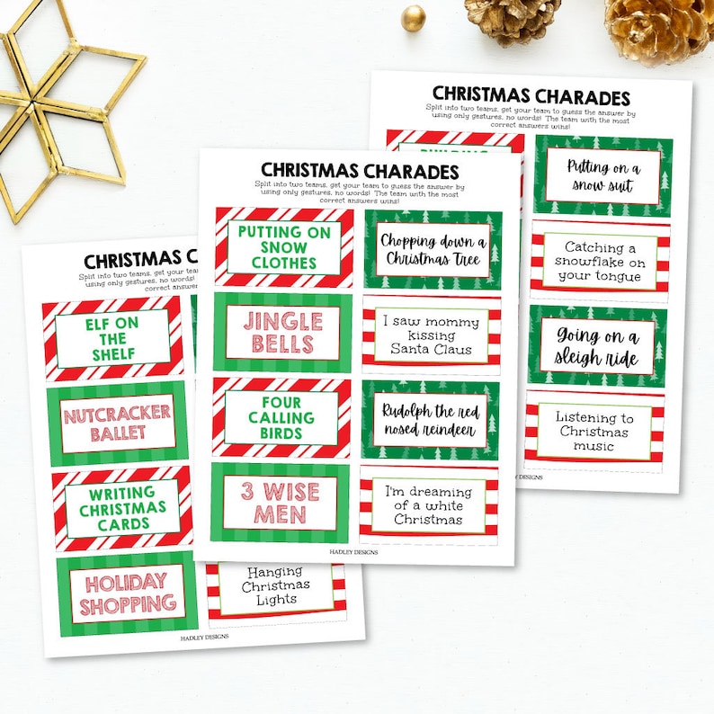 Christmas Party Charades Game Template Christmas Charades - Etsy