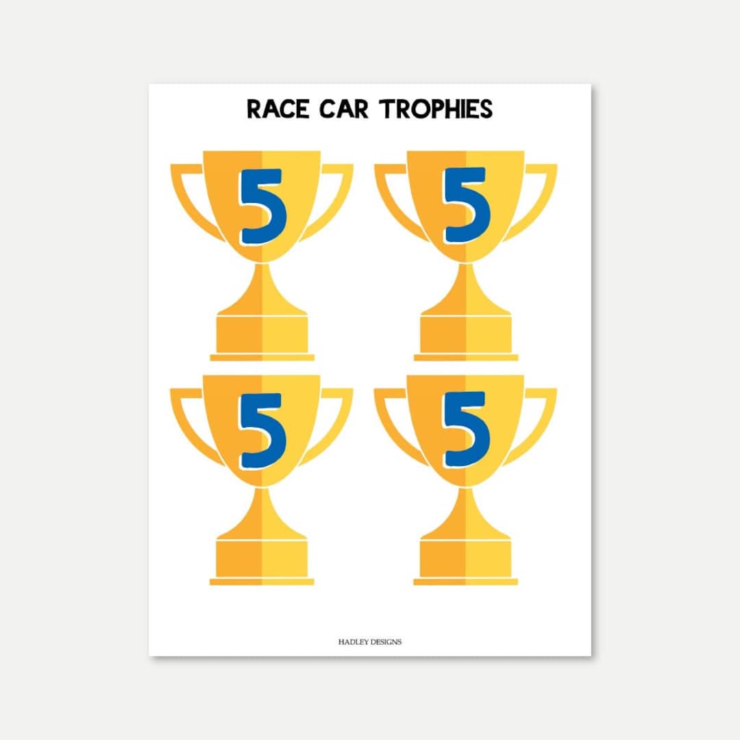 Race Car Birthday Party Trophy Cup Decor Printable Racecar - Etsy