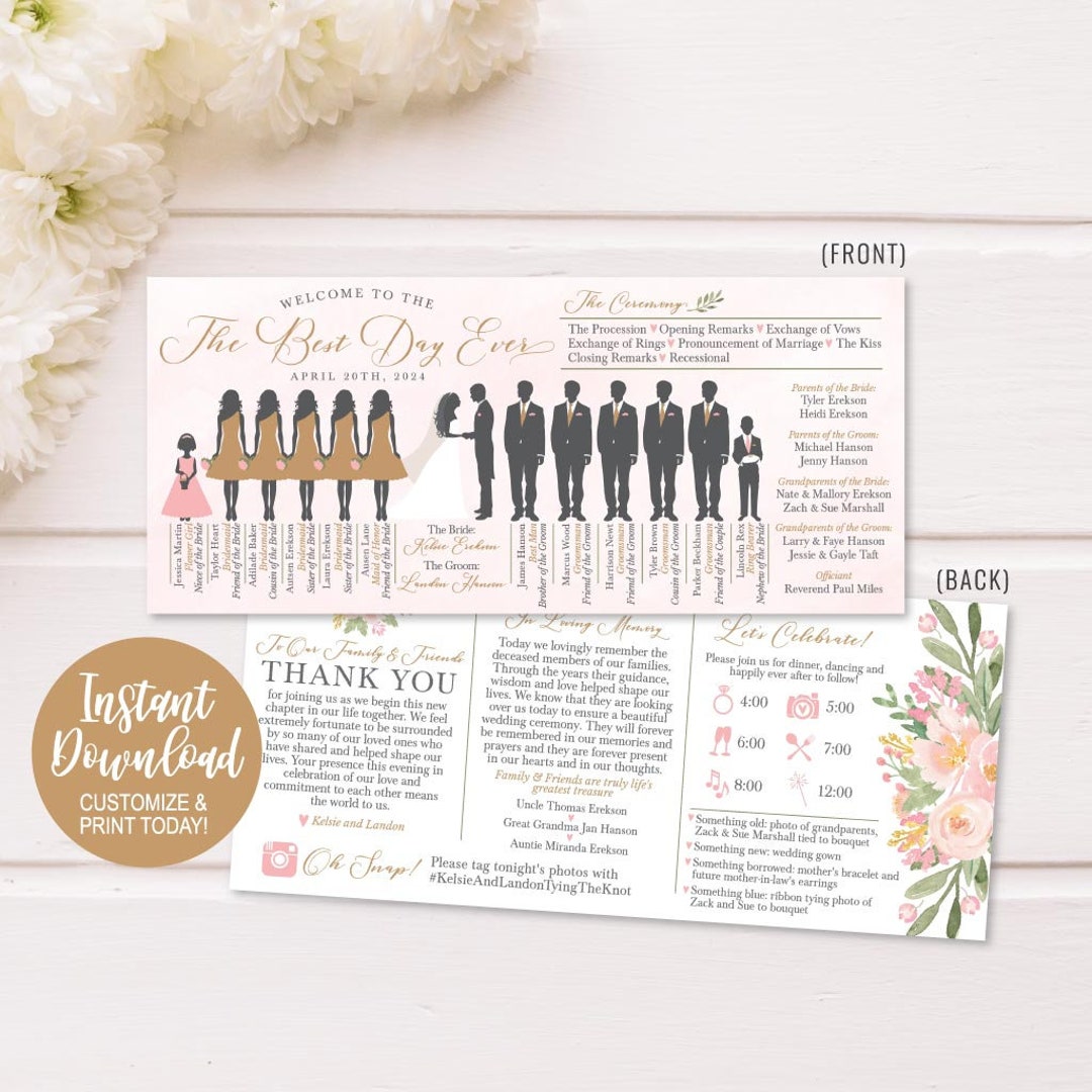 Wedding Ceremony Program Funny Printable Wedding Programs - Etsy
