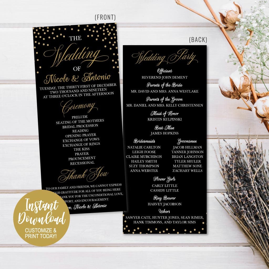 Wedding Program Thank You Template, Wedding Program Ideas Wording ...