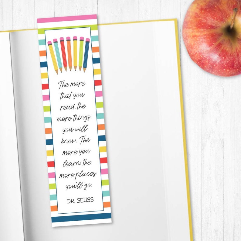 Back to School Bookmark Template Book Mark Printable - Etsy