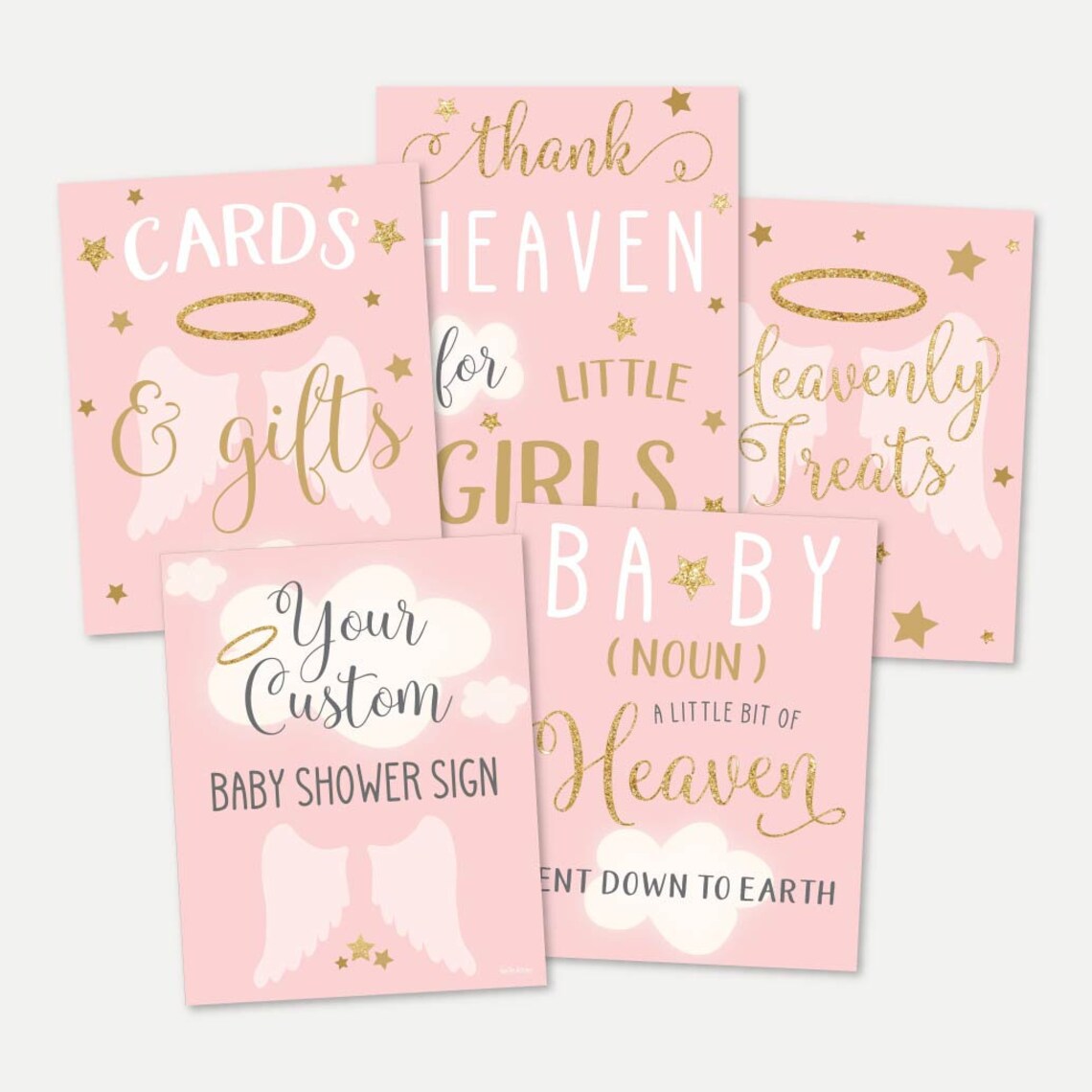 Angel Girl Baby Shower Signs Set Templates Baby Shower Sign | Etsy