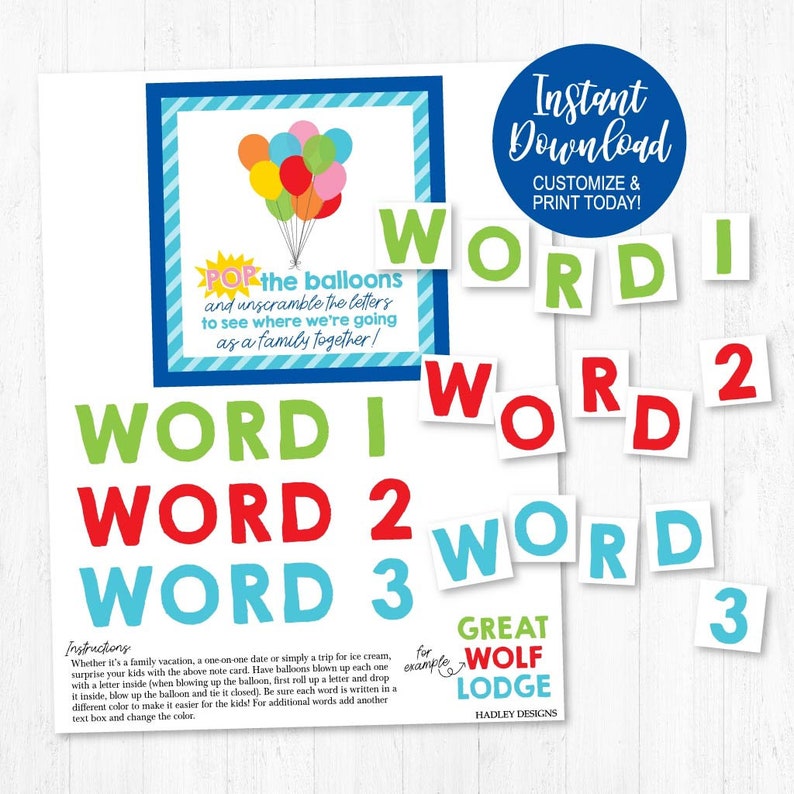 Balloon Pop Scavenger Hunt for Kids Printable, Editable Indoor Treasure ...