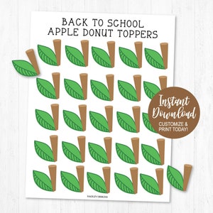 Apple Donut Topper Printable, Back to School Breakfast Ideas, Red Food ...