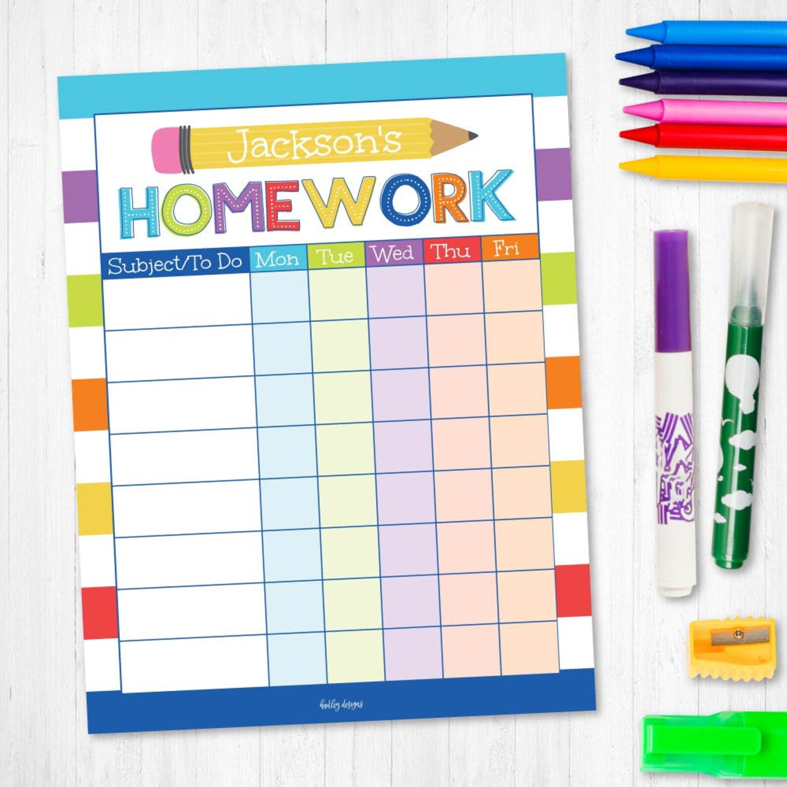 Homework Chart Homeschool Chart Assignment Tracker Chart - Etsy