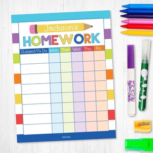 Homework Chart, Homeschool Chart, Assignment Tracker, Chart Reading ...