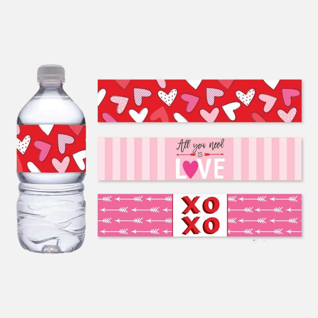 Valentine's Day Party Water Bottle Label Template - Valentine Label ...