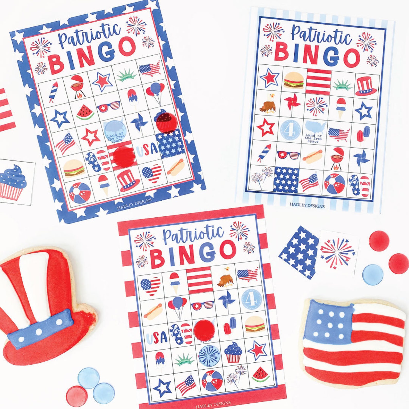 Independence Day Themed Bingo Cards Digital, Custom Barbecue Group ...