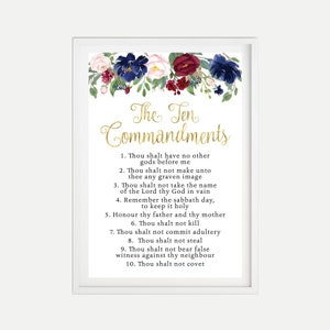 Floral the Ten Commandments Wall Art Template - Floral the Ten ...
