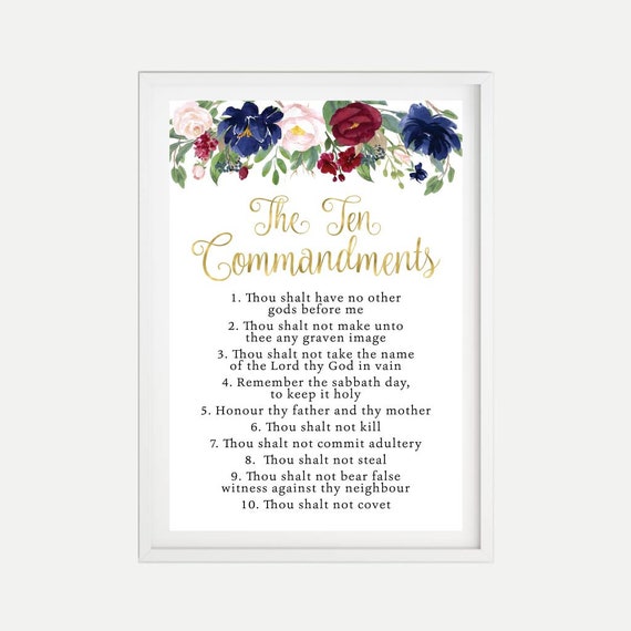 Floral the Ten Commandments Wall Art Template Floral the Ten - Etsy
