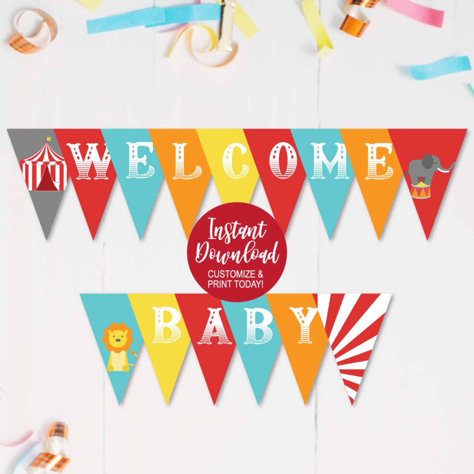 DIY Printable Banner Editable Banner Template DIY Pennant | Etsy