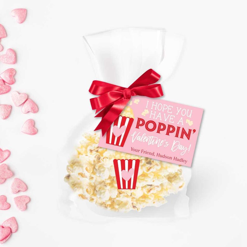 Valentine's Day Party Popcorn Tag Template Popcorn Tag - Etsy