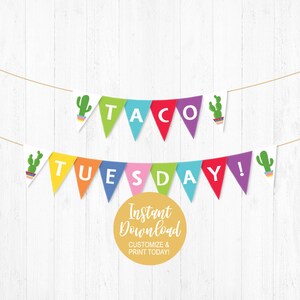 Printable Taco Banner Template, Custom Mexican Party Garland, Llama ...