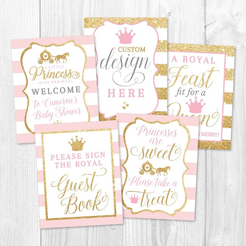 Princess Baby Shower Sign Set Templates - Baby Shower Sign, Baby Shower ...