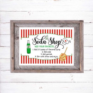 Pizza Party Soda Shop Sign Template - Soda Sign, Drink Table Sign, Soda ...