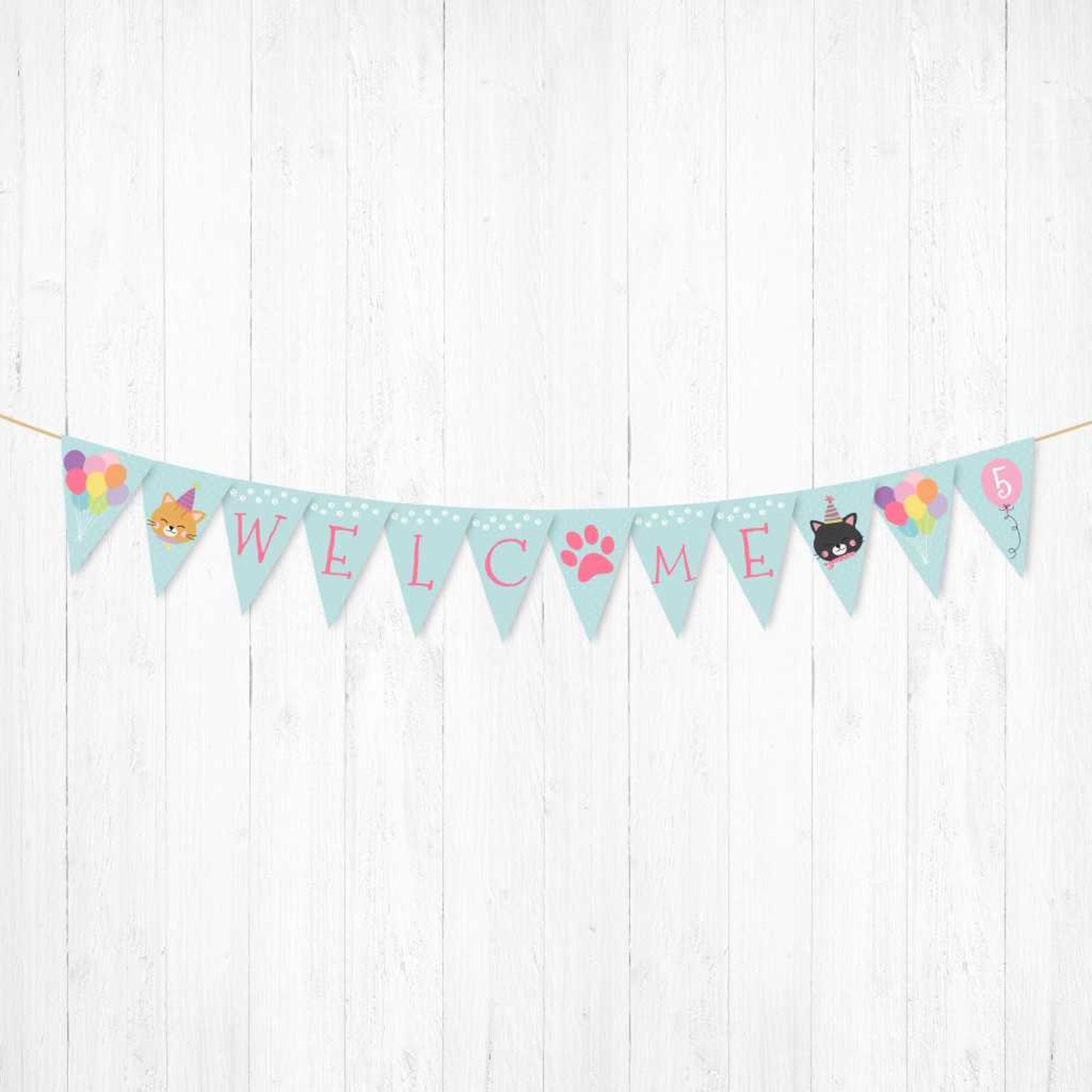Cat Kids Party Banner Template Printable Banner Template - Etsy