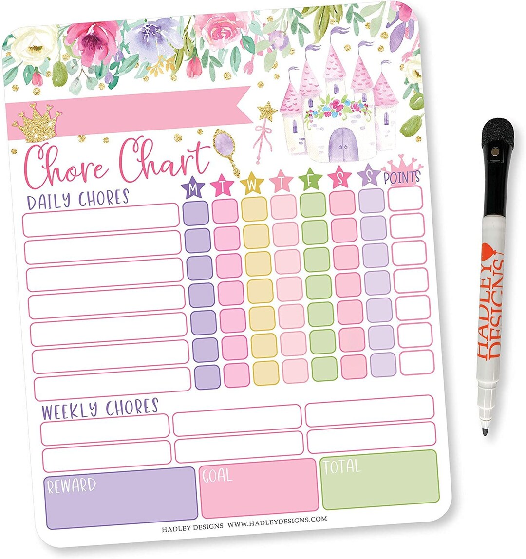Princess Kids Chore Chart Family Chore Chart Toddler Routine Family ...