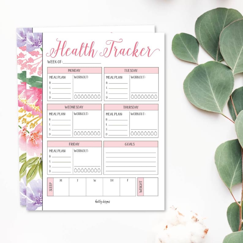 Health Tracker Printable, Health Fitness Planner, Fitness Tracker ...