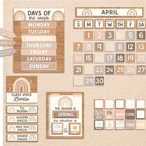Boho Classroom Calendar Set Bulletin Board - Bulletin Board Calendar ...