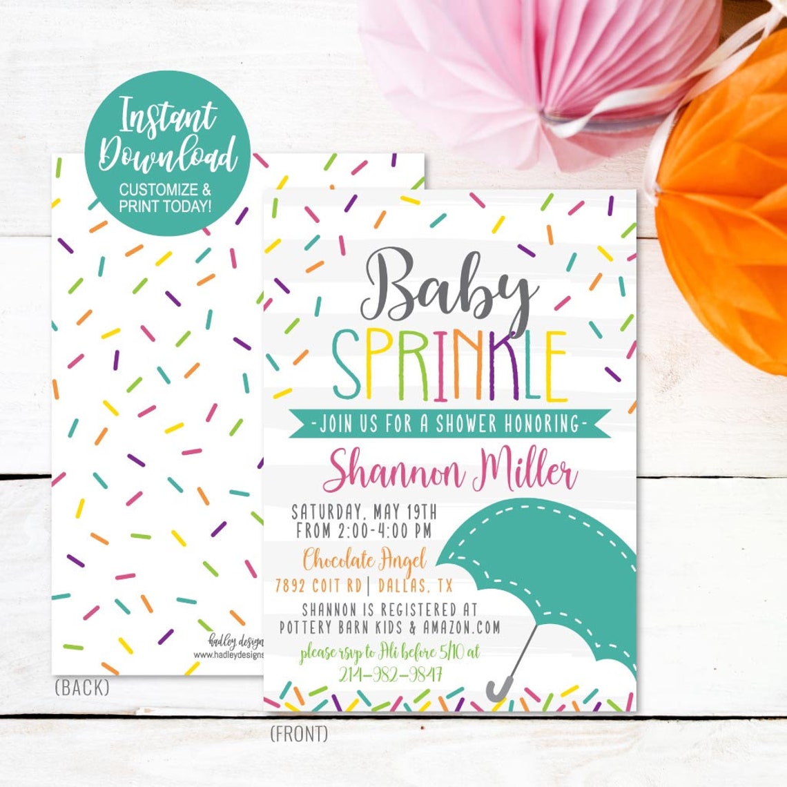 Sprinkle Baby Shower Invitation Template Affordable Baby - Etsy