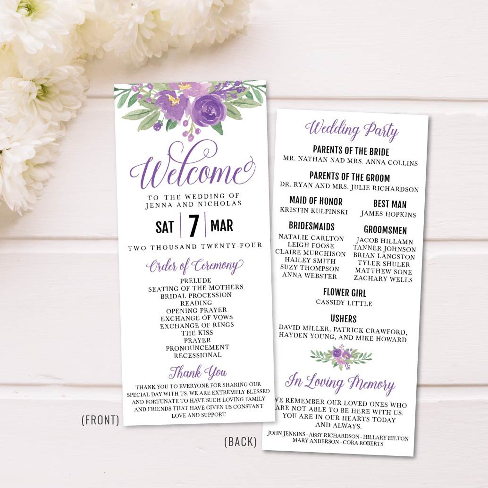 Wedding Program Thank You Messages Wedding Programs Online - Etsy