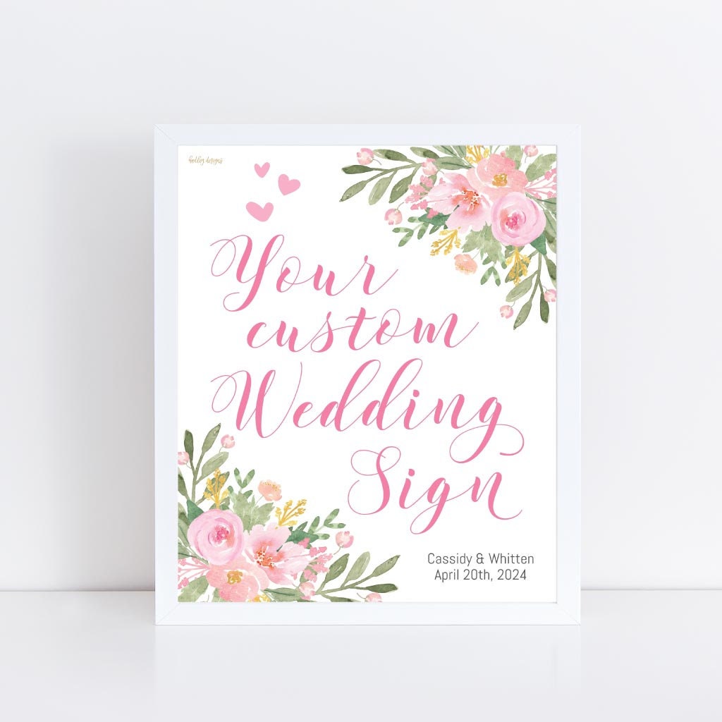 Geo Bright Pink Gold Wedding Custom Sign Template Design - Etsy