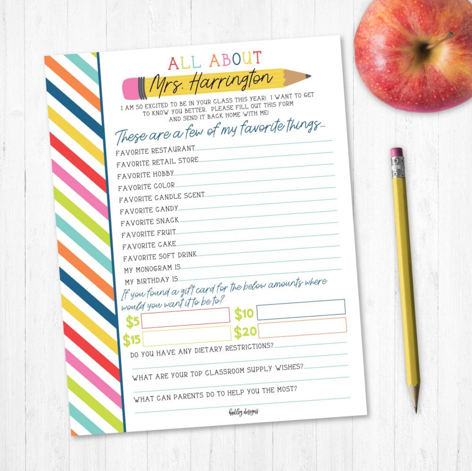 Back to School Teacher Survey Template Teacher Survey All - Etsy