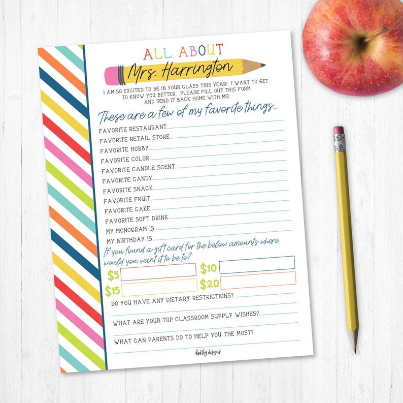 Back to School Teacher Survey Template - Teacher Survey, All About My ...