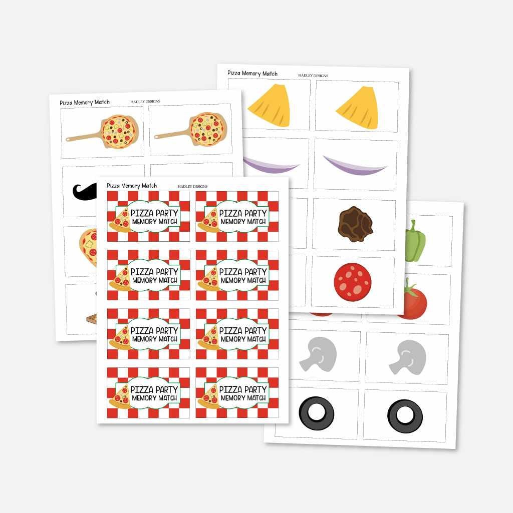 Pizza Party Memory Game Template Pizza Memory Game Imprimible, Tarjetas ...