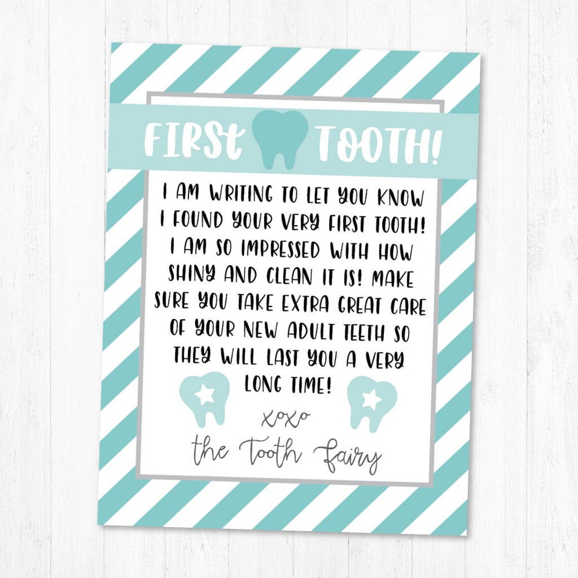 Tooth Fairy Letter Printable Lost First Tooth Message - Etsy