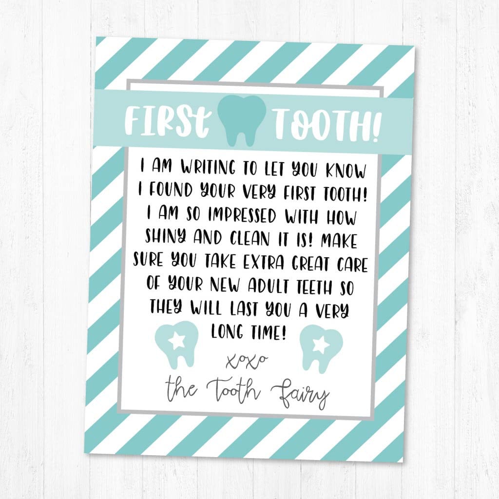Tooth Fairy Letter Printable, Lost First Tooth Message Template, Cute ...