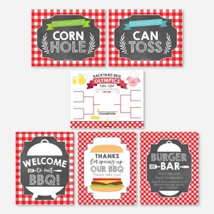 Burger Party Sign Set Templates, Backyard Grill Pool Party Large ...